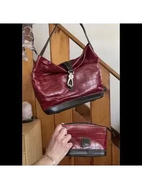 Dooney & Bourke | Bags | Dooney Bourke Red Croc Embossed Leather Samba ...